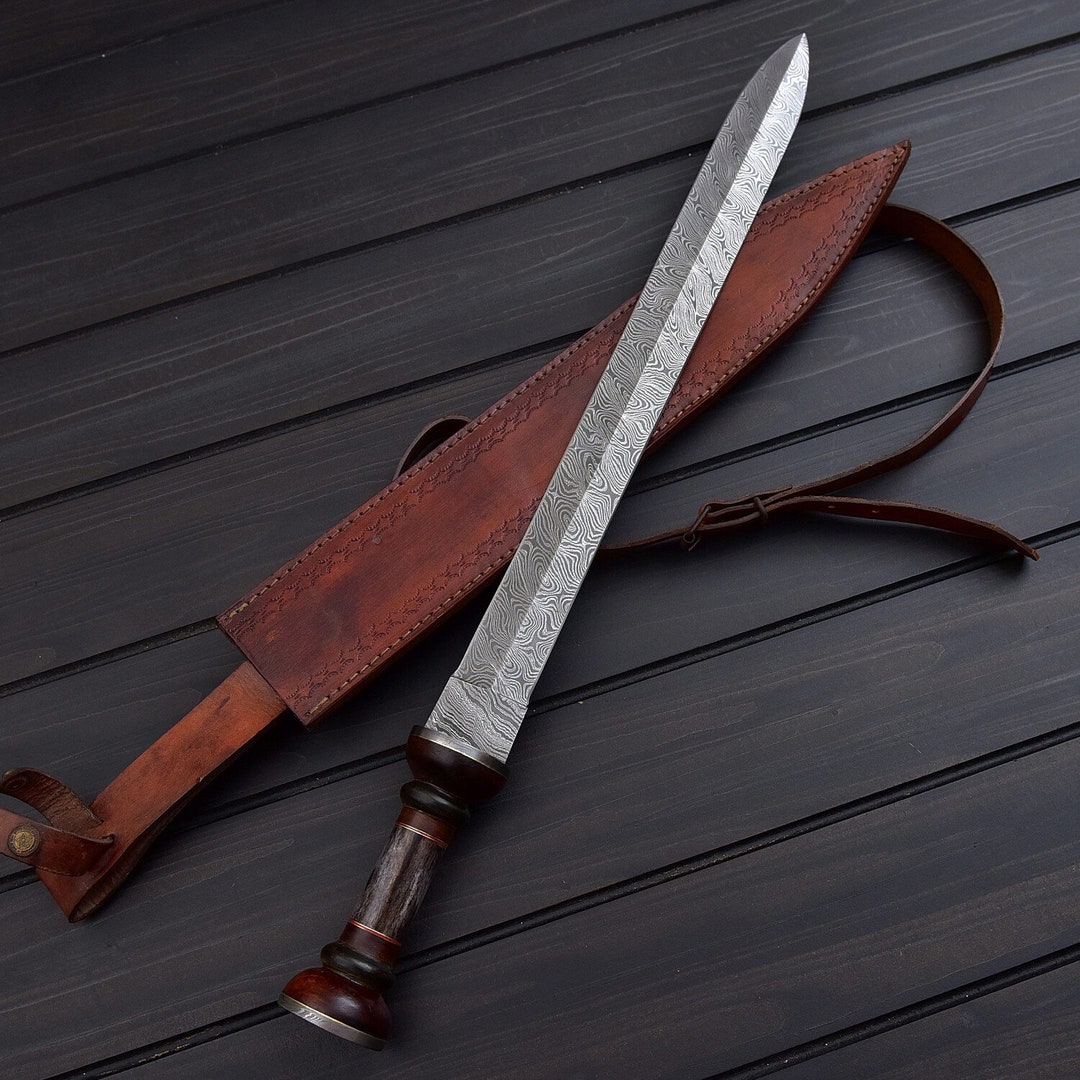 Roman Gladius Historical Sword Damascus Steel With Sheath - Etsy