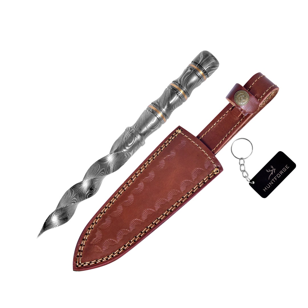 Damascus Tri Edge Dagger Cyclone Dagger Hunting Spiral Dagger Best Gift ...