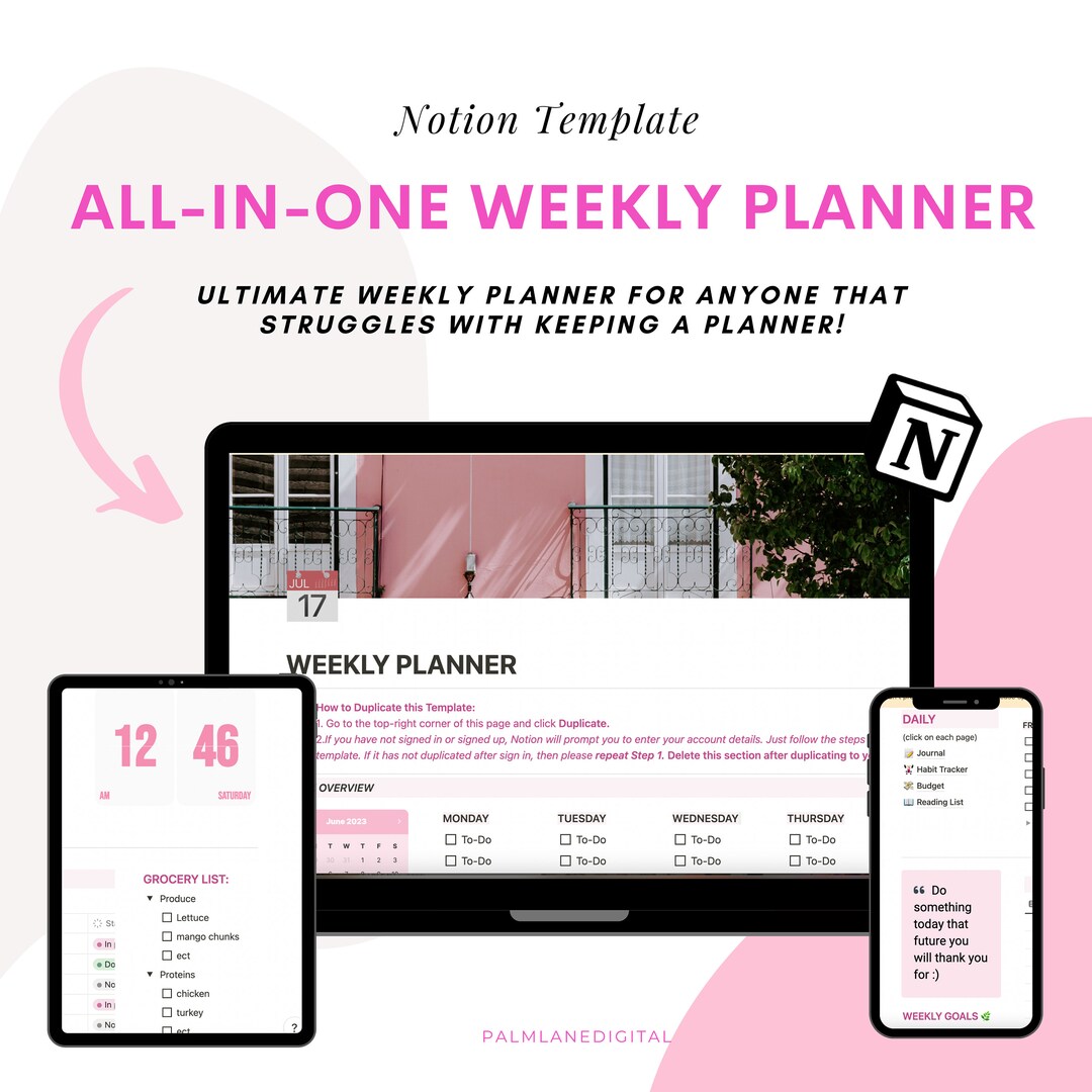 All-in-one Ultimate Weekly Life Planner 2023-24 Notion - Etsy