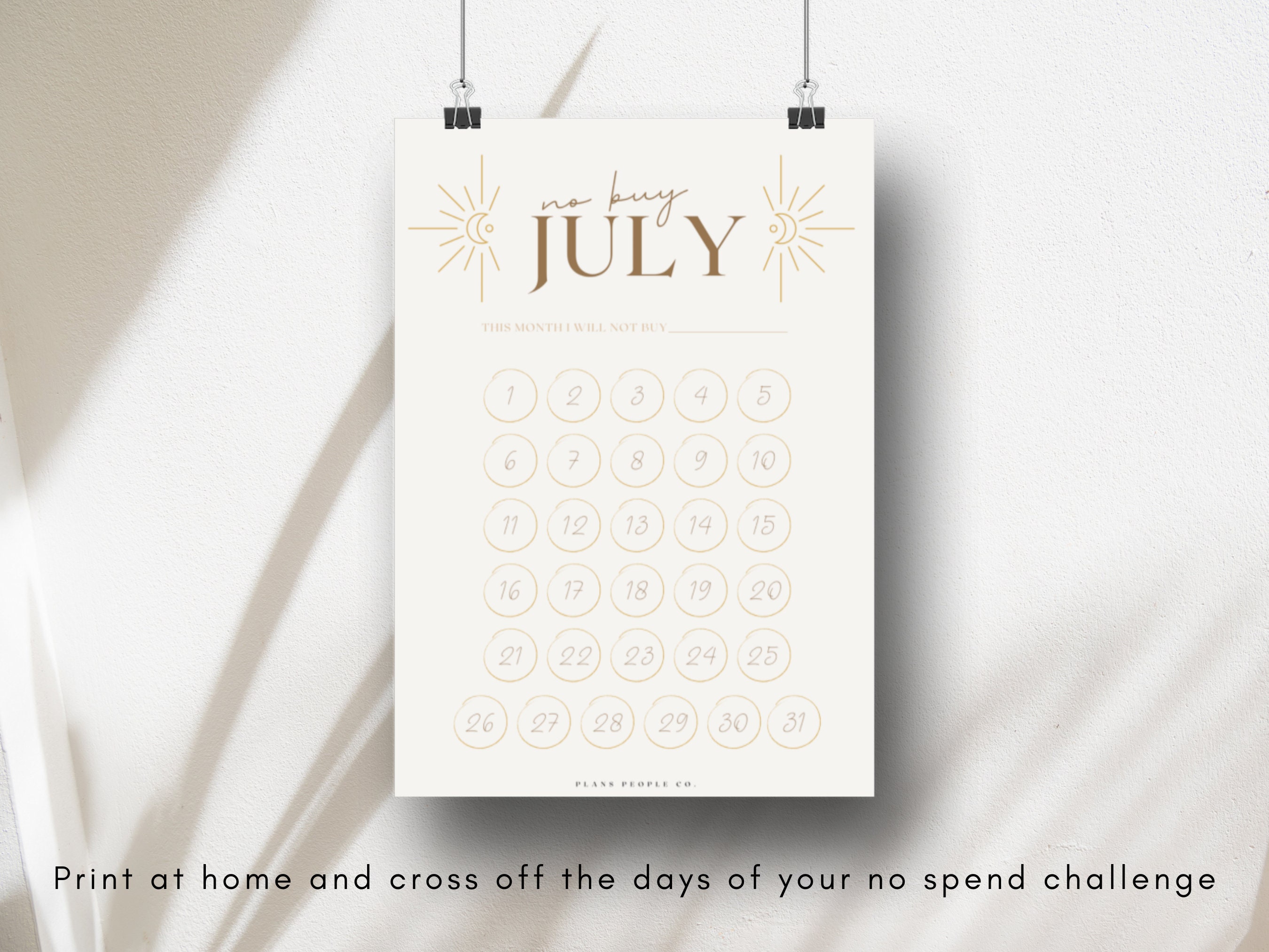 NO SPEND CHALLENGE No Buy July Tracker Instant Download Printable - Etsy