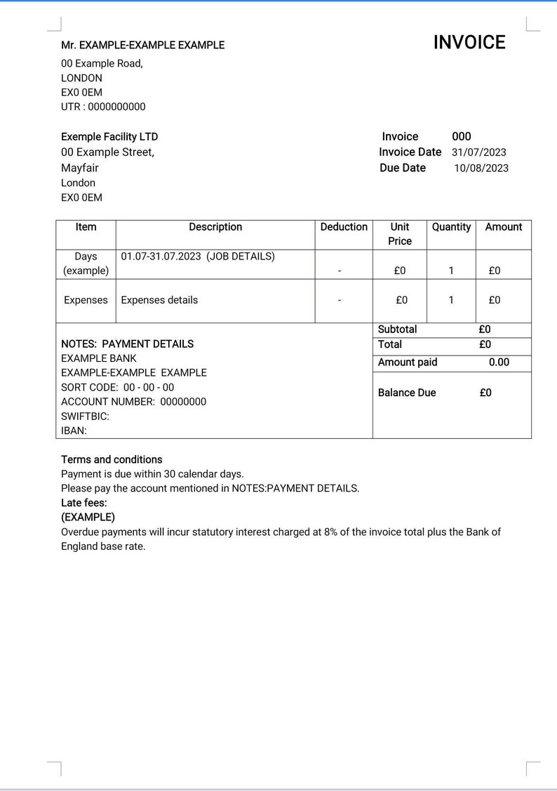 Invoice Template I Edit Print - Etsy