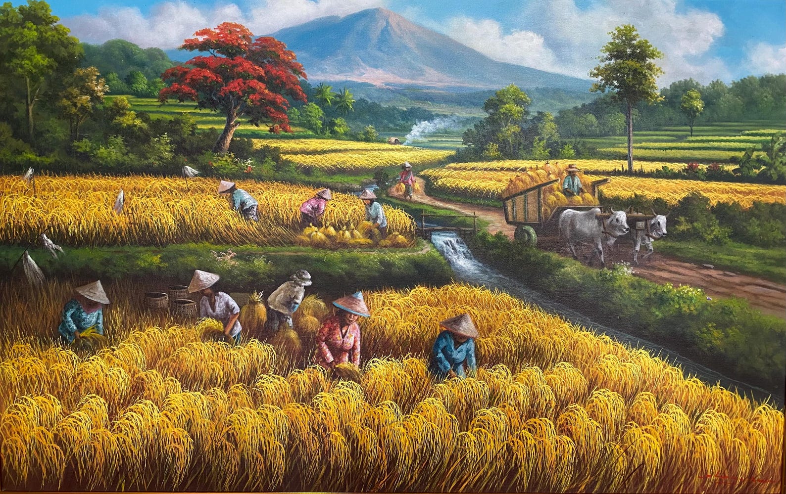 Great Harvest Paintings, Landscape Paintings, Views of Mount Agung Bali ...