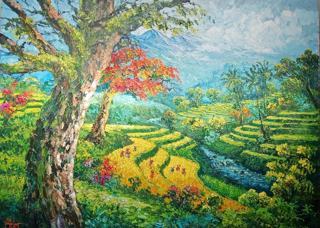 Balinese Landscape Paintings, Rice Field Landscape Paintings, Original ...