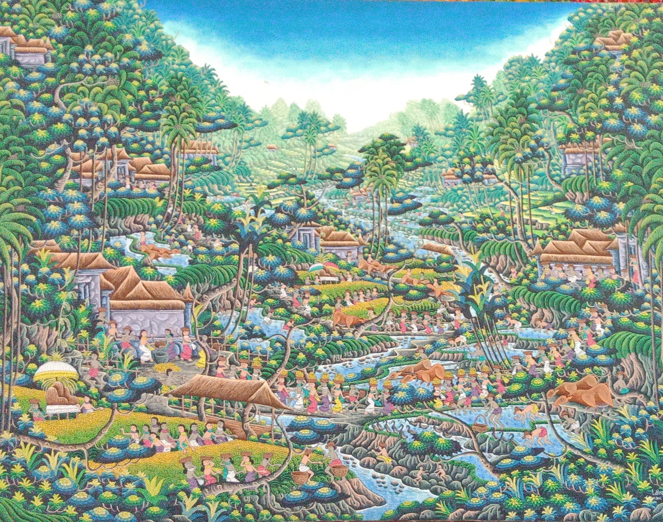 Traditional Balinese Canvas Painting, Ubud Style Painting, Balinese ...