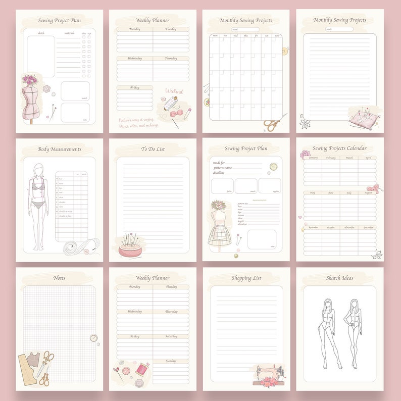 Sewing Planner, Printable Sewing Organizer - Etsy