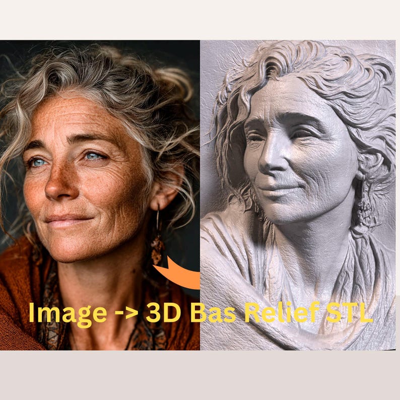 Custom 3D Bas Relief Portrait: Personalized STL File (digital Download ...