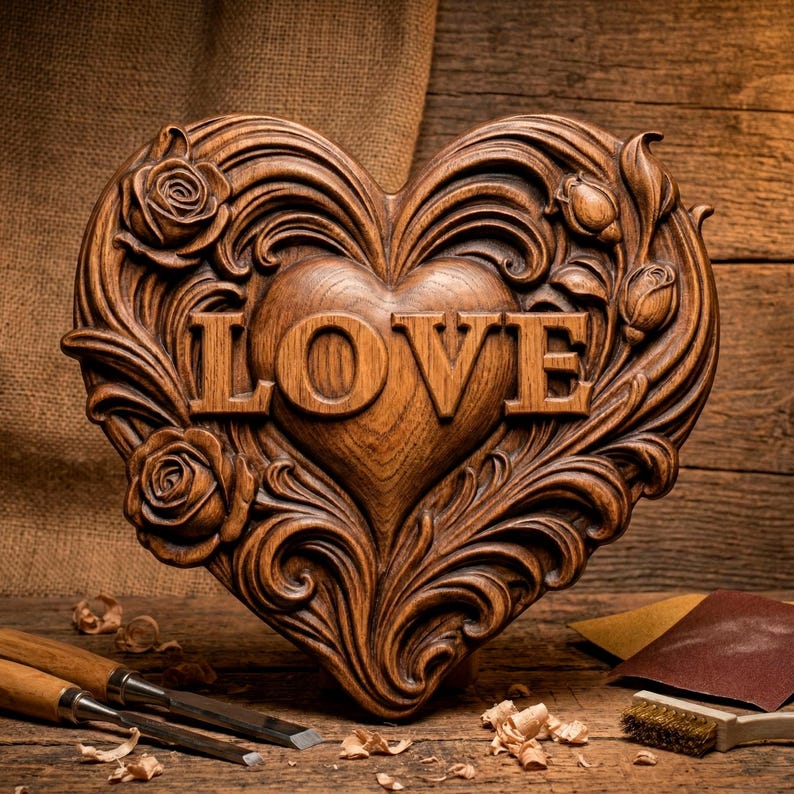 Valentines Day Decor | LOVE Heart | 3D Bas Relief STL | CNC Wall Art ...