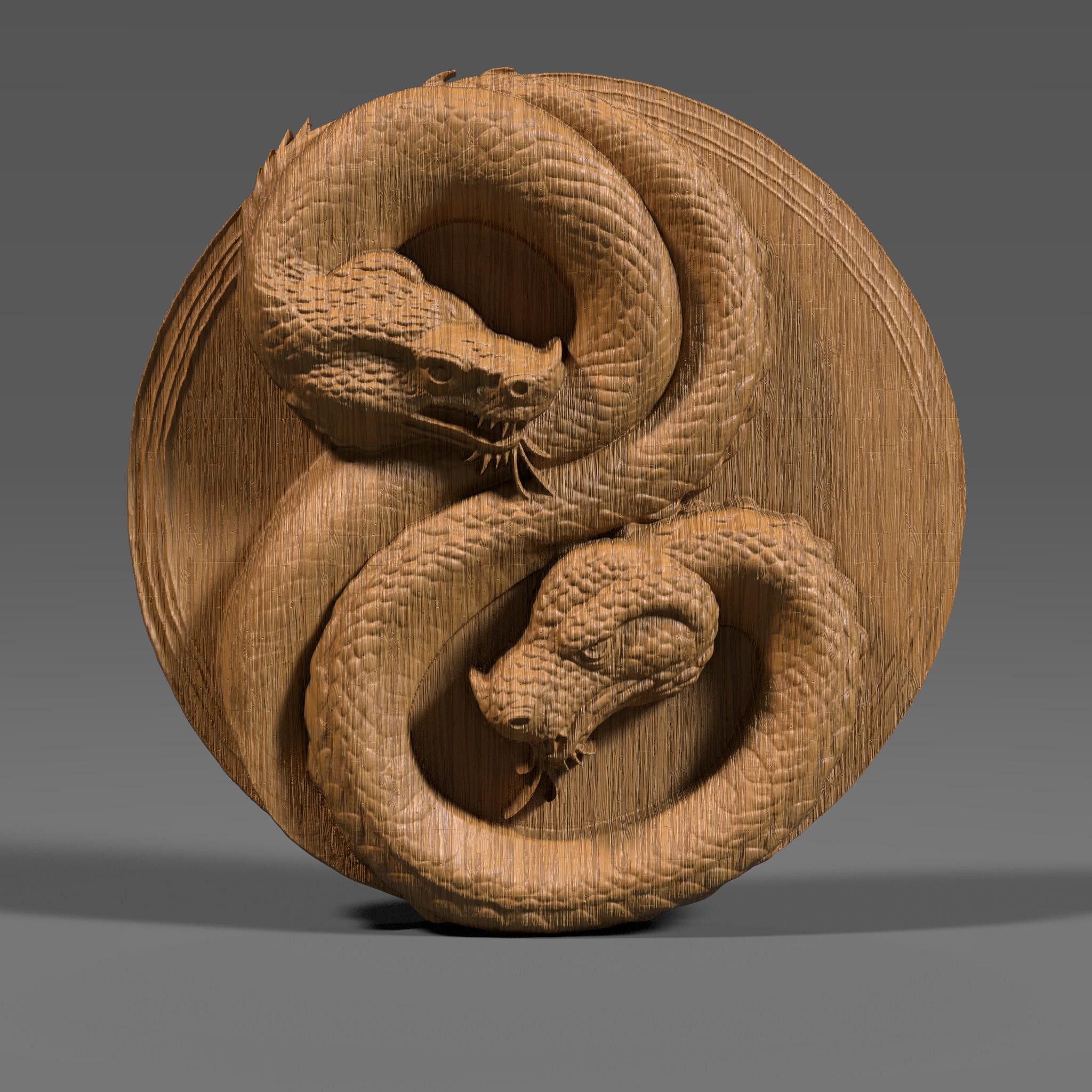 Year of the Snake Yin Yang Bas Relief: CNC, Laser, 3D Print (digital ...