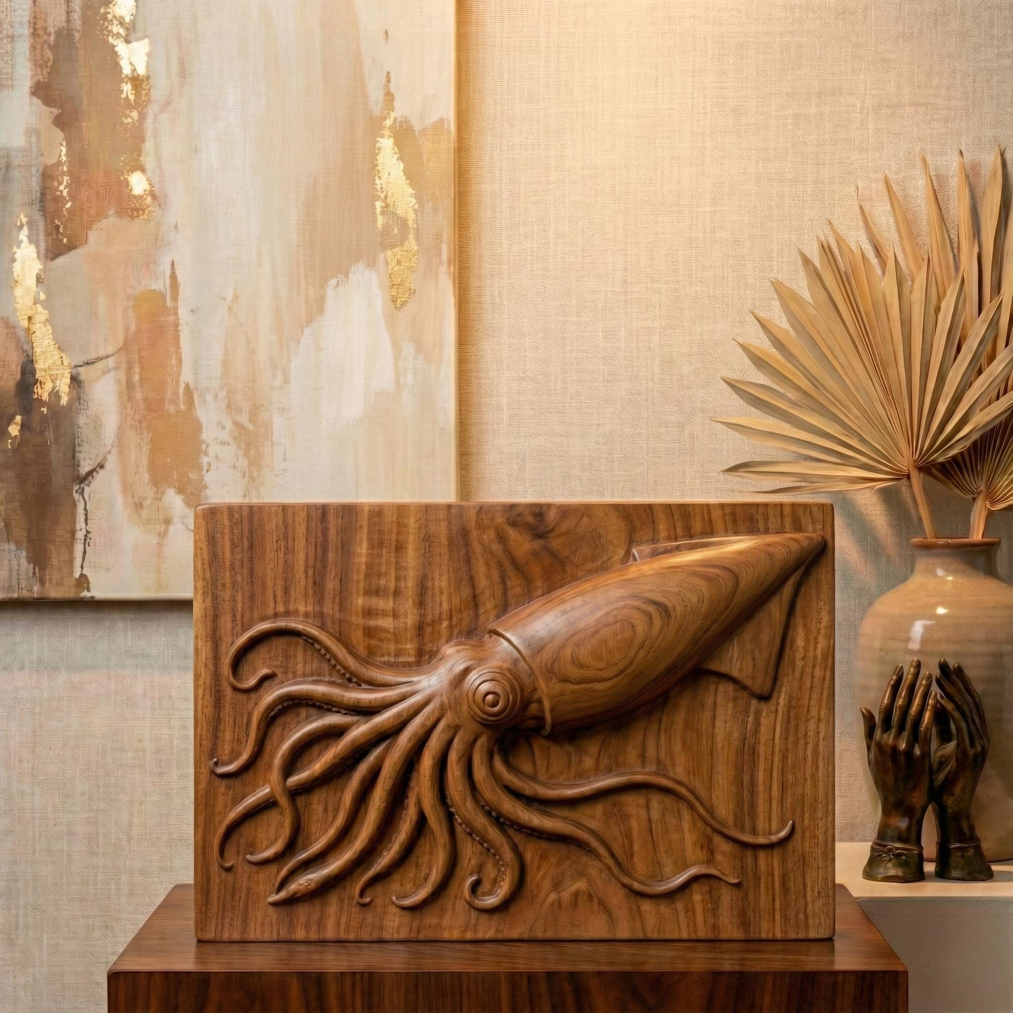 Squid Bas Relief 3D Model: CNC Laser Engraving (STL + Depth Map) - Etsy