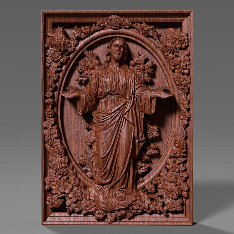Jesus Christ 3D Relief Model: CNC Carving, Laser Engraving (digital ...