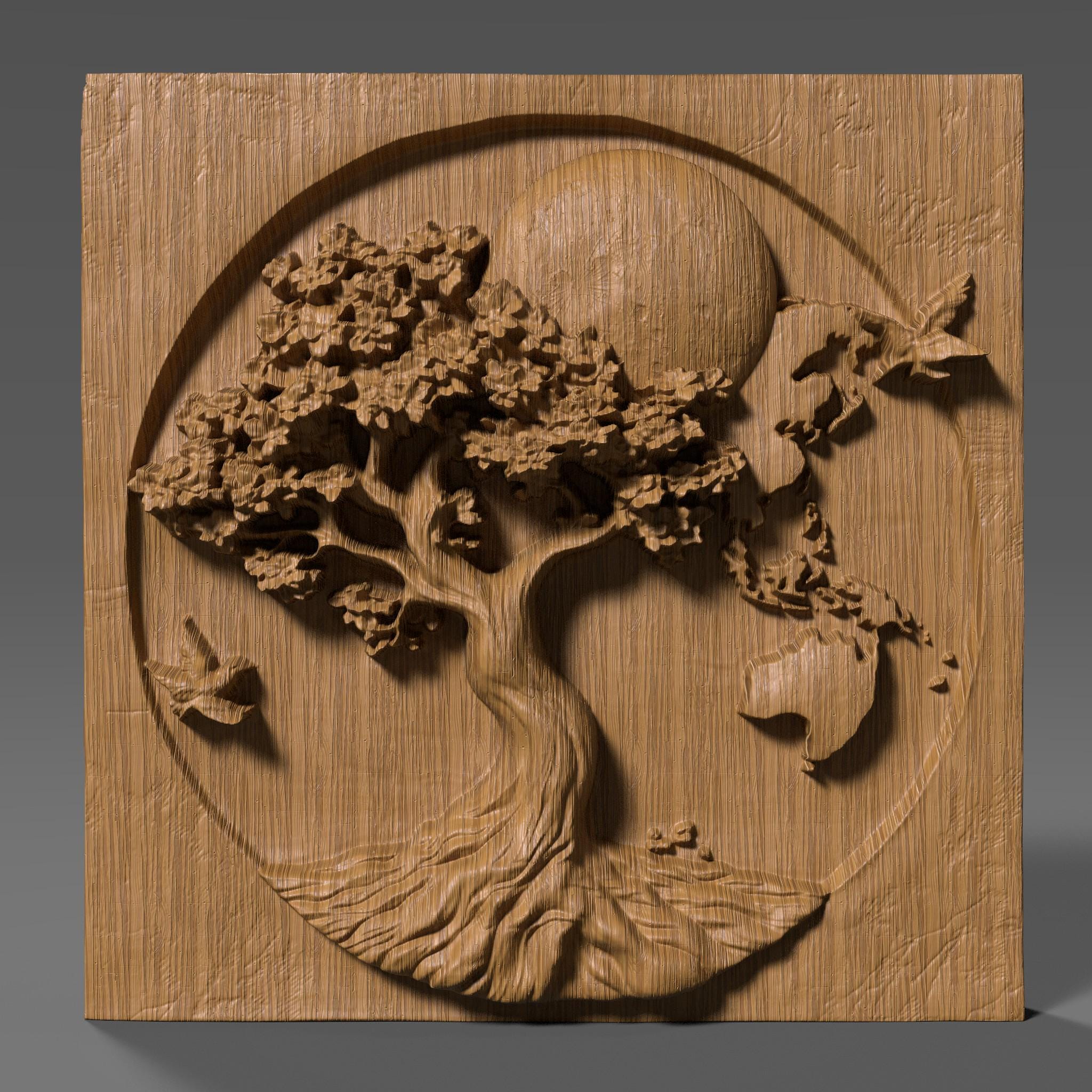 Earth Day Tree of Life 3D Relief Model: CNC Carving STL (digital ...