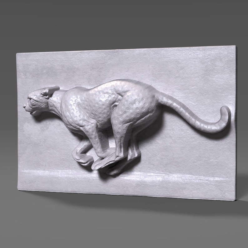 Running Cheetah Bas Relief |wall Art | Wildlife Carving | Animal ...