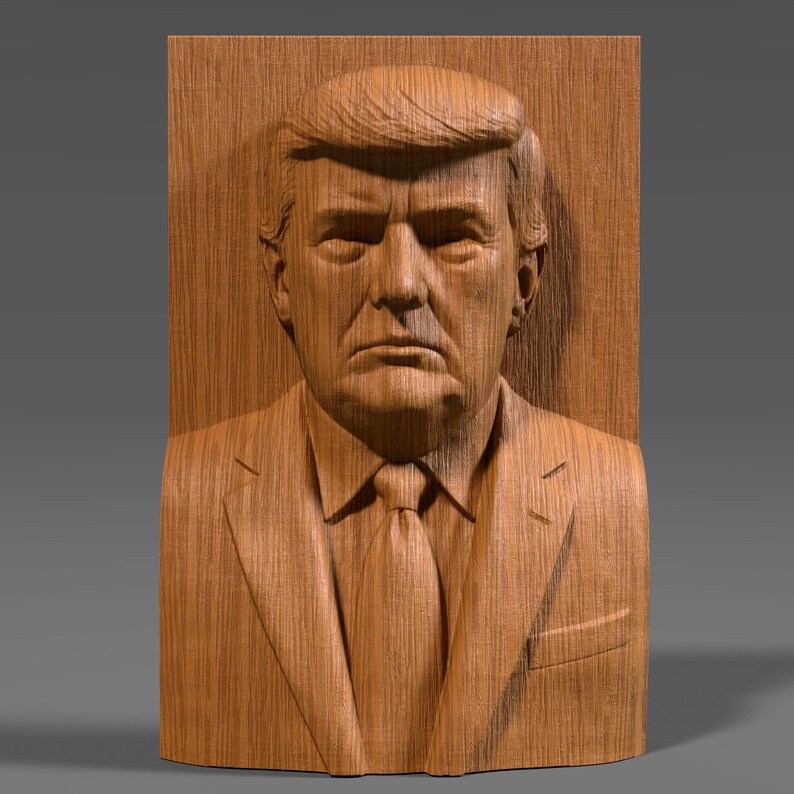 Donald Trump Bust Bas Relief: 3D STL File for CNC, Laser, Print ...