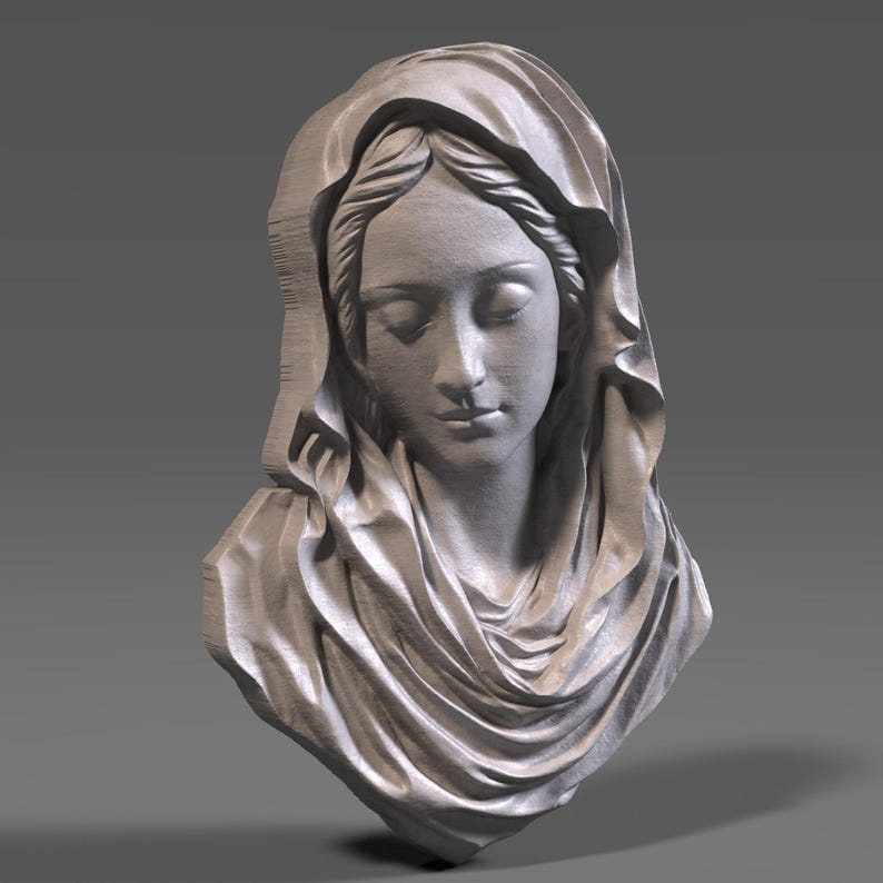 Mother Mary 3D Relief Model: CNC Carving, Laser Engraving (digital ...