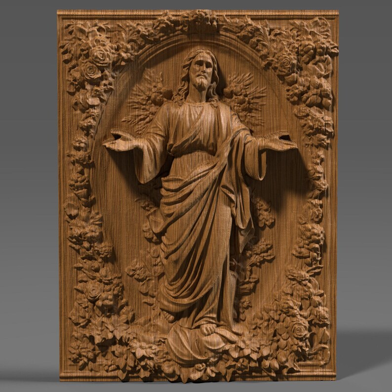 Jesus Christ 3D Relief Model: CNC Carving, Laser Engraving (digital ...