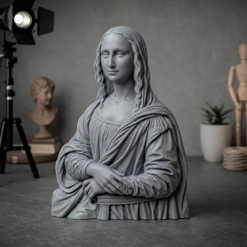 Mona Lisa Bust STL | Renaissance Sculpture for 3D Print, CNC ,laser ...
