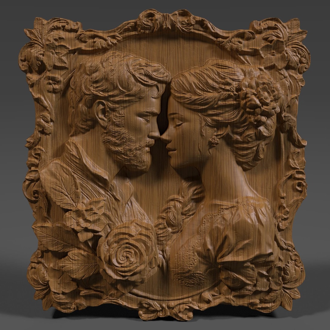 Romantic Couple 3D Relief Model: CNC Carving & 3D Printing (STL File ...