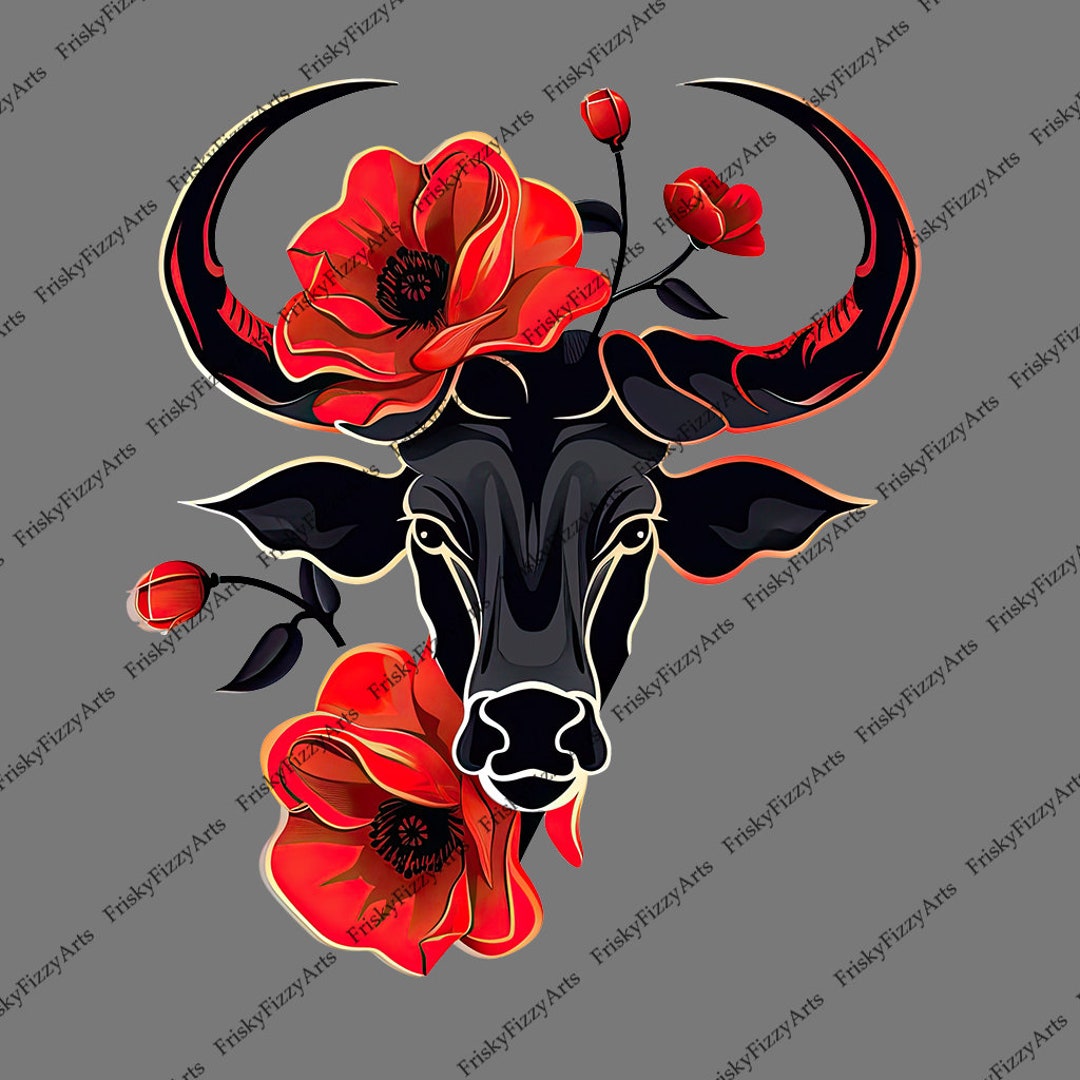 Taurus Zodiac Art 4k PNG, Astrology Poppy Flower Print, Horoscope ...