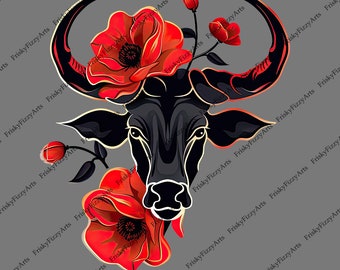 Taurus Zodiac Art 4k PNG, Astrology Poppy Flower Print, Horoscope ...