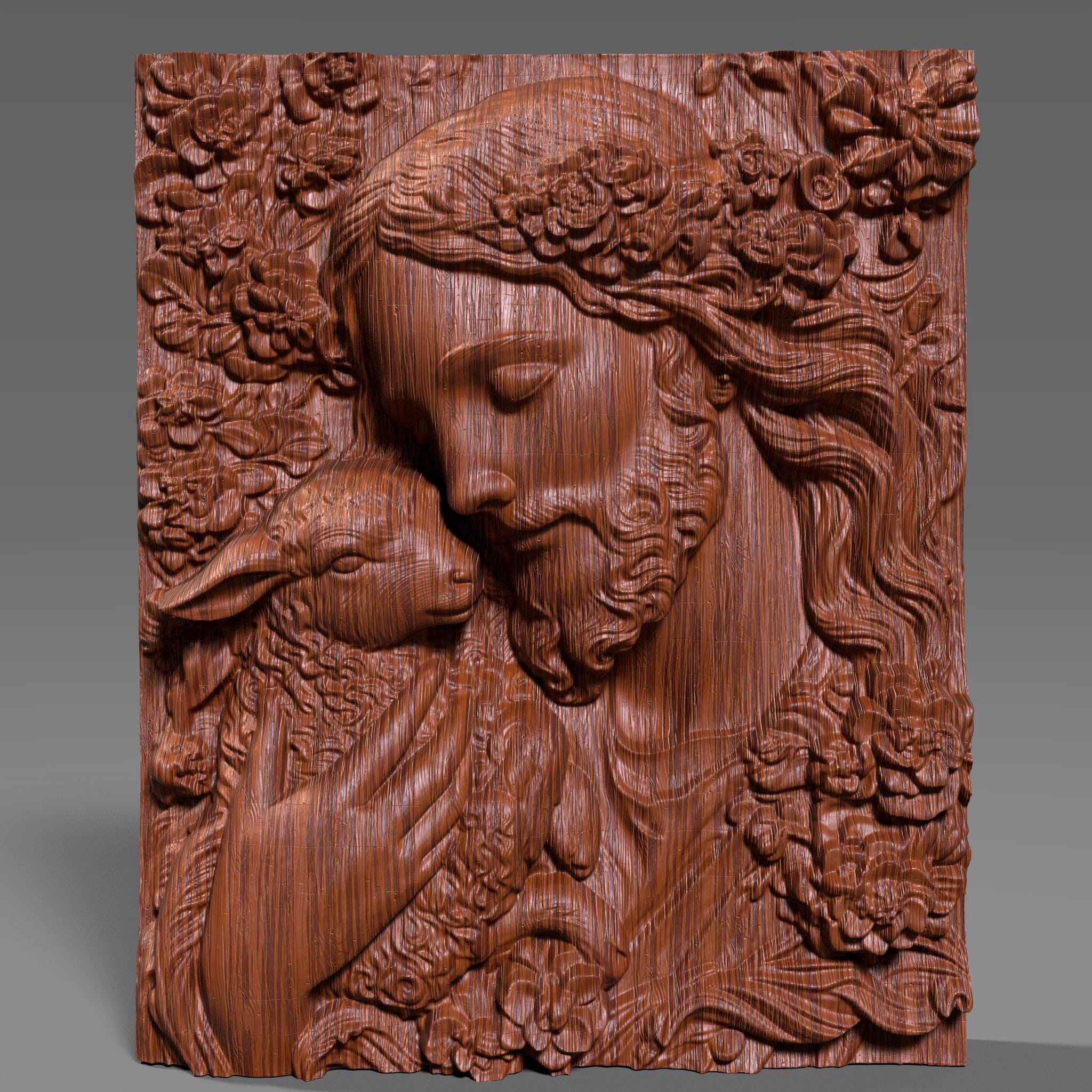 Jesus With Lamb Bas Relief STL File: Christian 3D Model (digital ...
