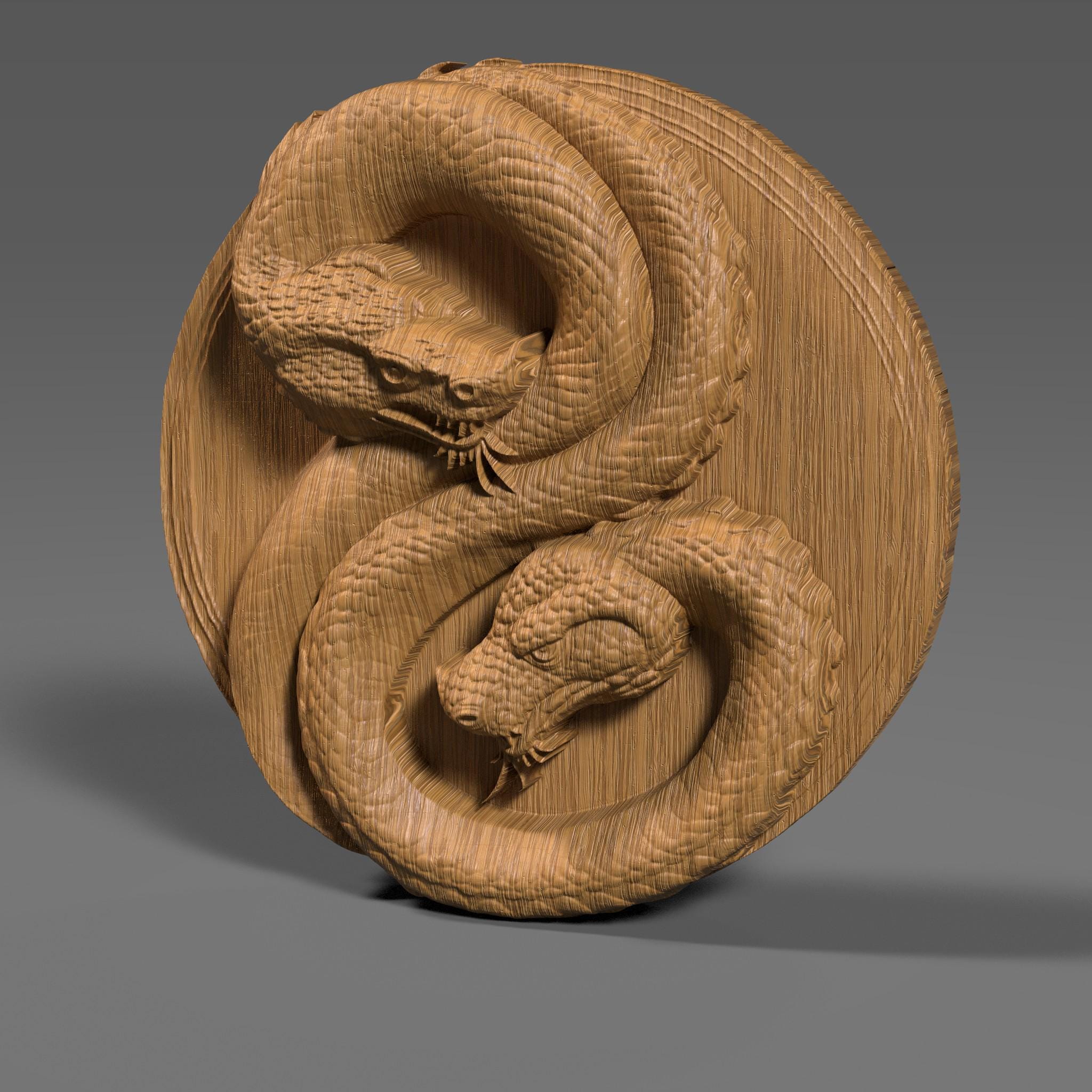 Year of the Snake Yin Yang Bas Relief: CNC, Laser, 3D Print (digital ...
