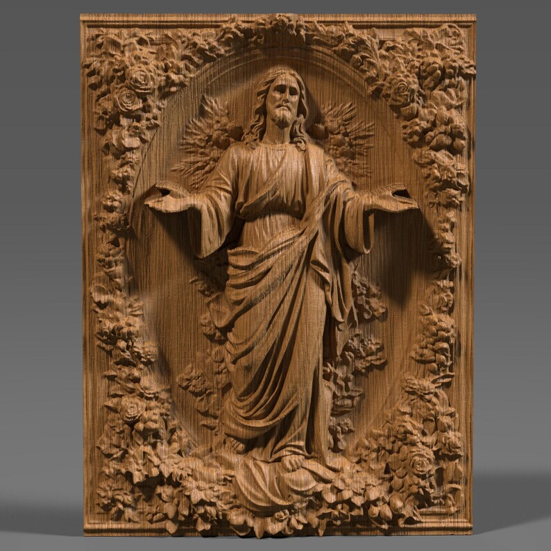 Jesus Christ 3D Relief Model: CNC Carving, Laser Engraving (digital ...