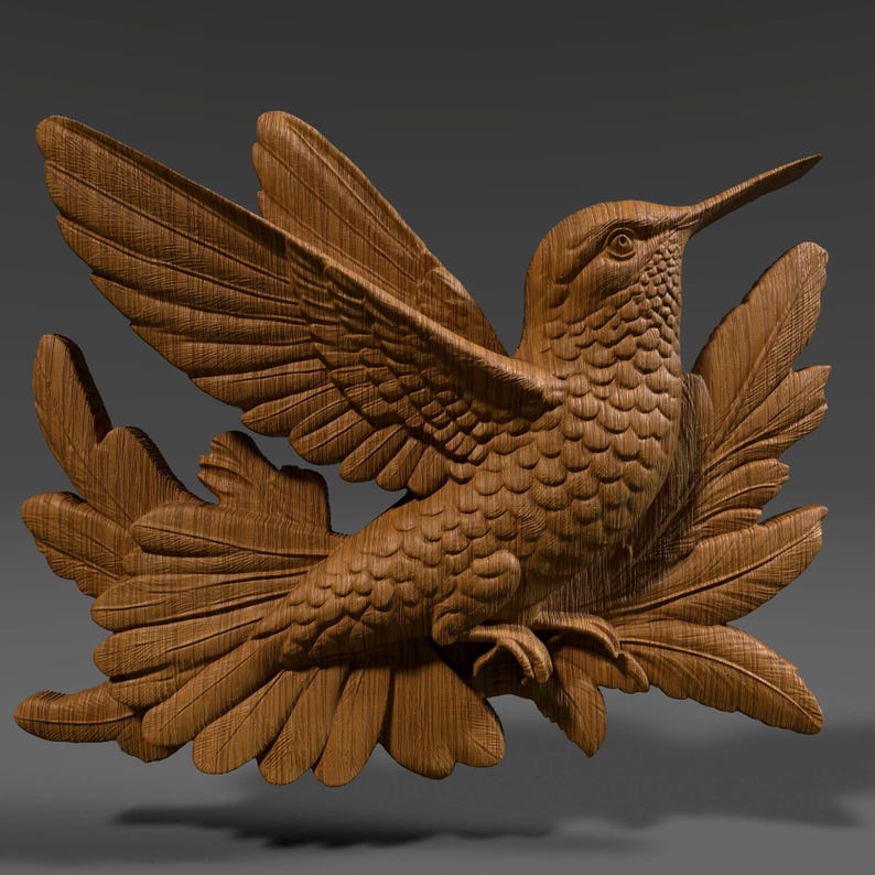 Hummingbird 3D STL File | CNC Wood Carving | 3D Printing | Digital ...