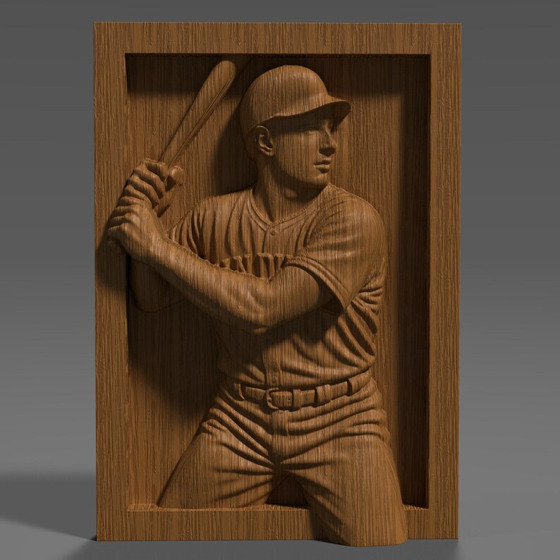 San Diego Baseball Player 3D STL File | CNC Wood Carving | Sports Bas ...