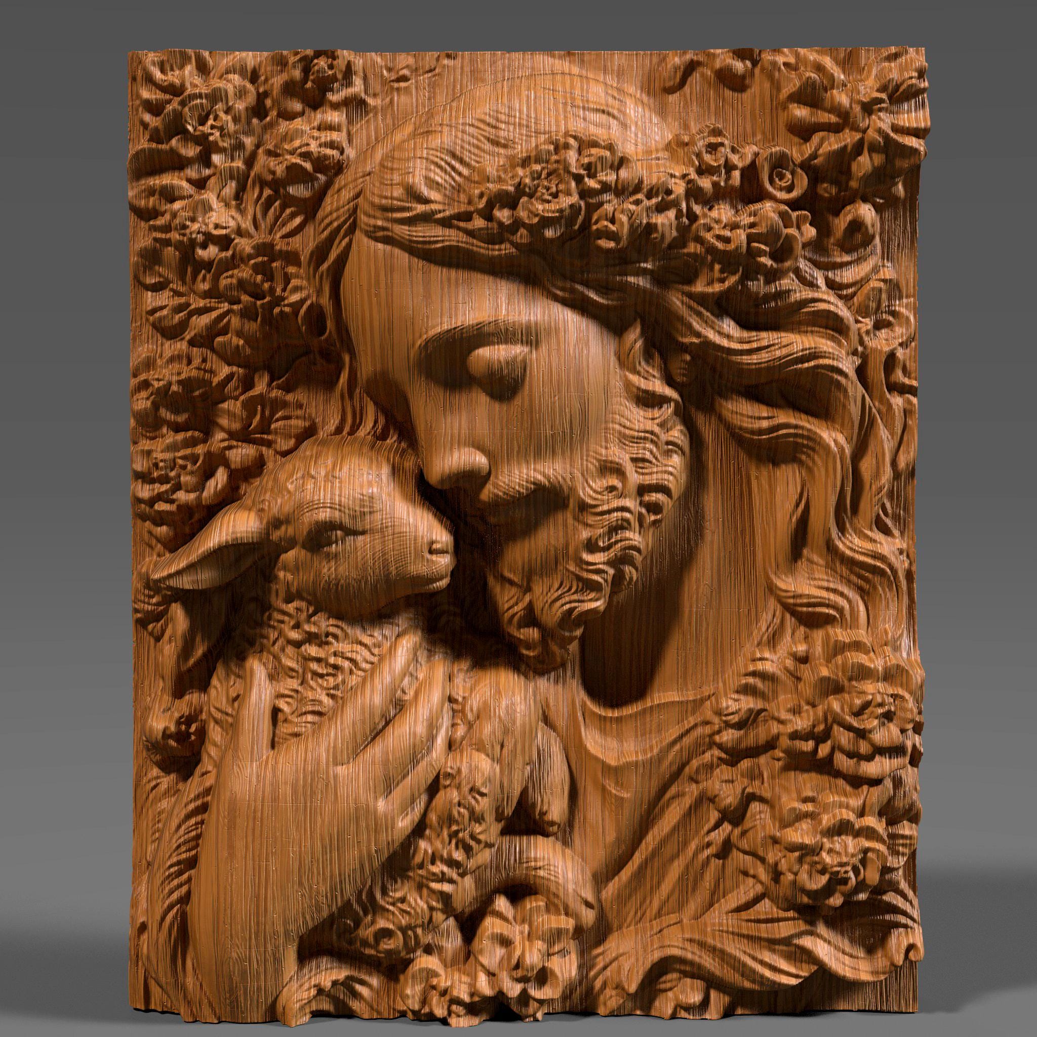 Jesus With Lamb Bas Relief STL File: Christian 3D Model (digital ...
