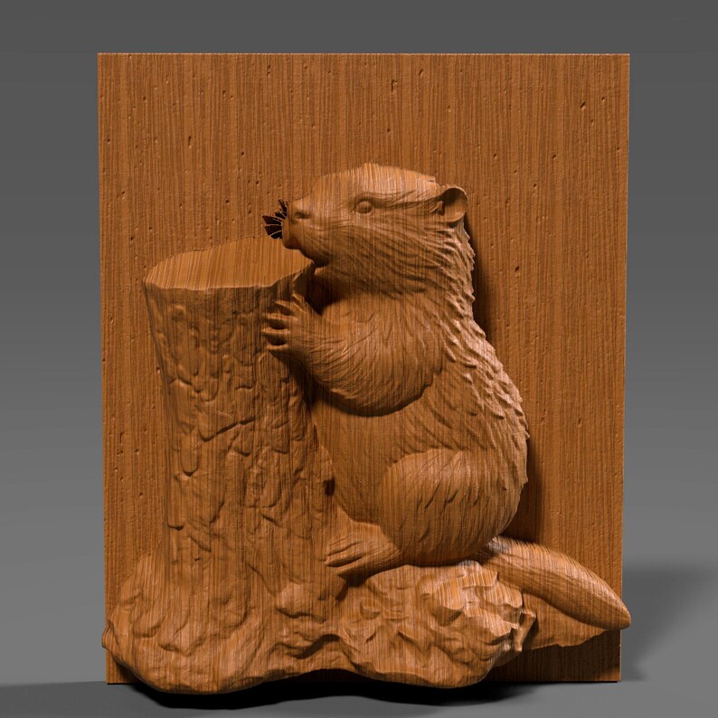 Beaver 3D Relief STL File: CNC Carving, Laser Engraving (digital ...
