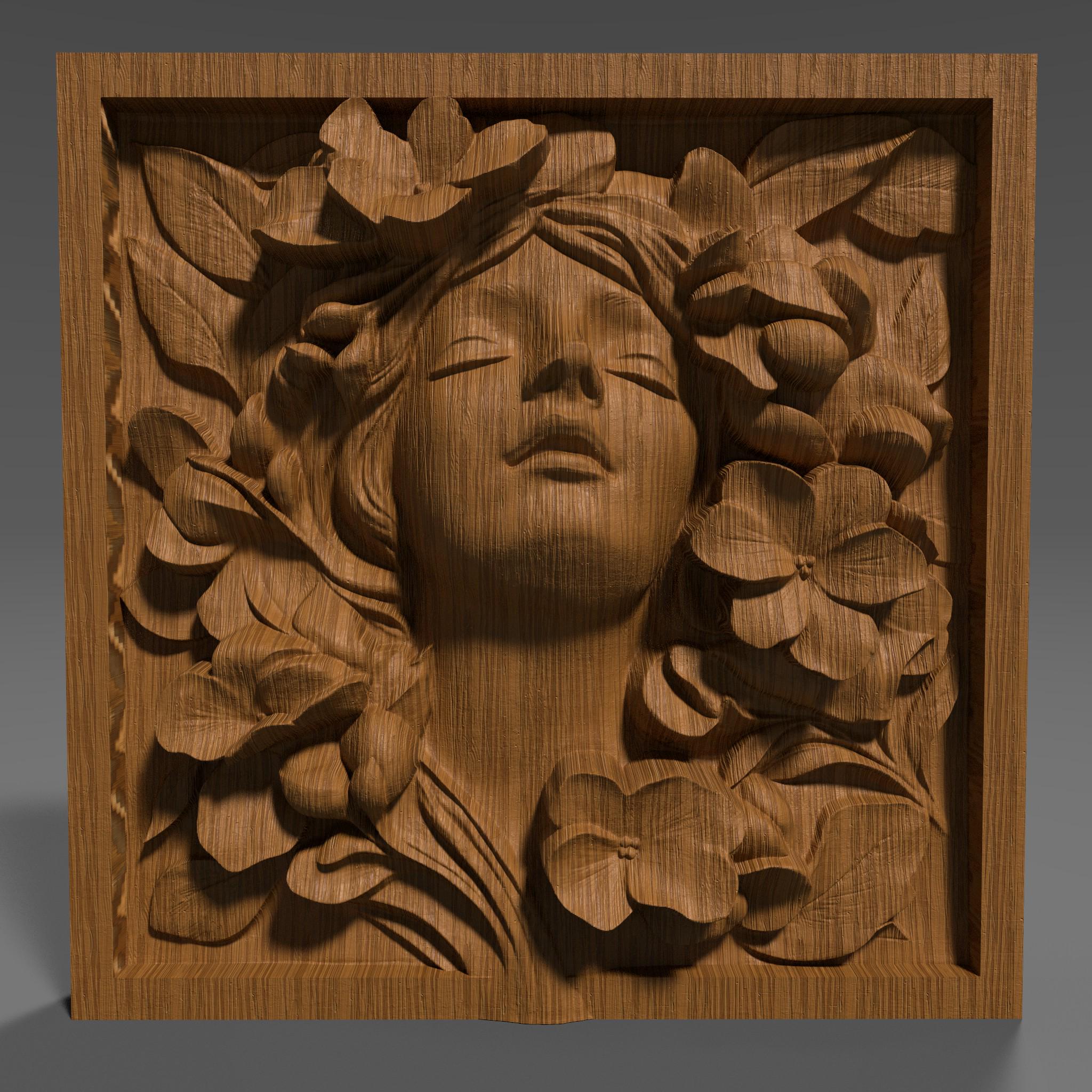 Floral Woman Bas Relief STL File: CNC Wood Carving (digital Download ...