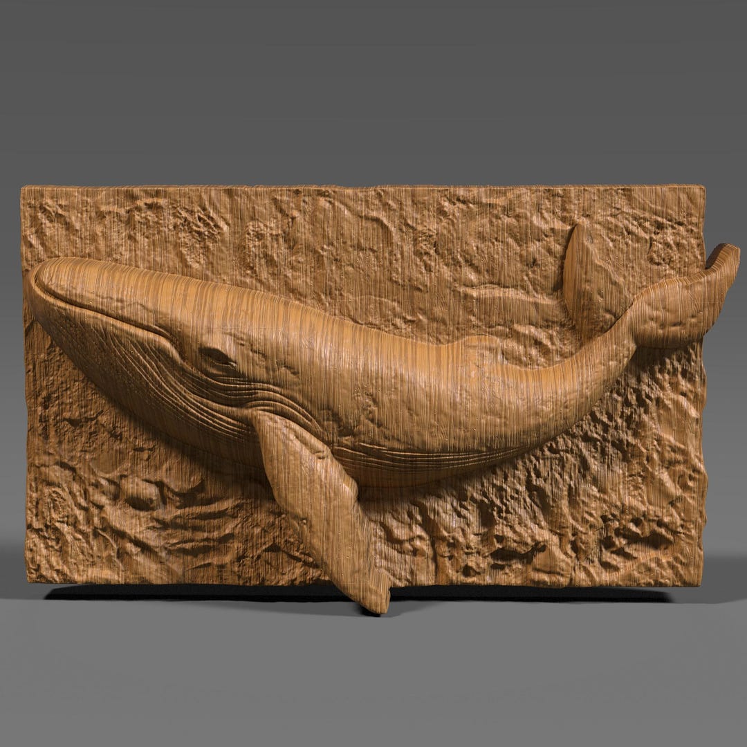 Whale Bas Relief Wall Art | Ocean Summer Bas Relief for CNC, Laser ...