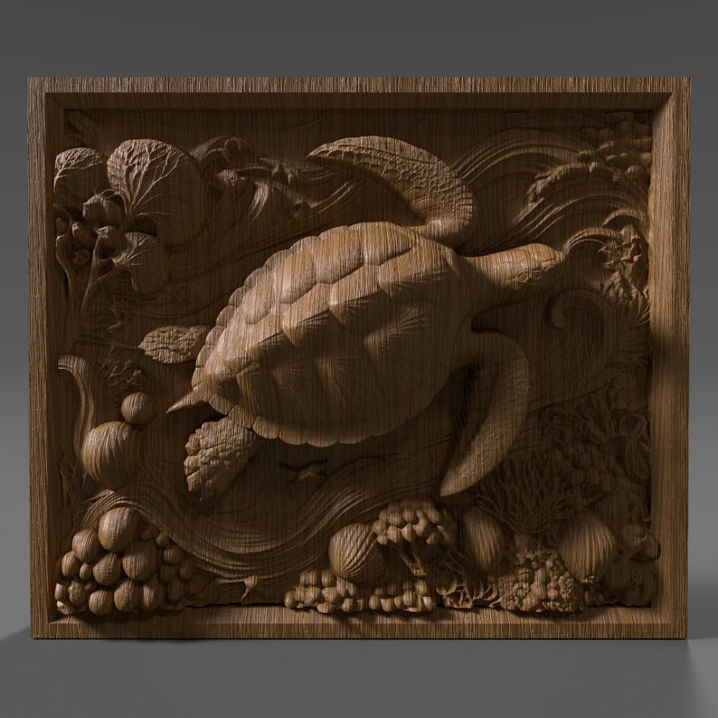 Sea Turtle 3D STL File | CNC Wood Carving | 3D Printing | Digital ...