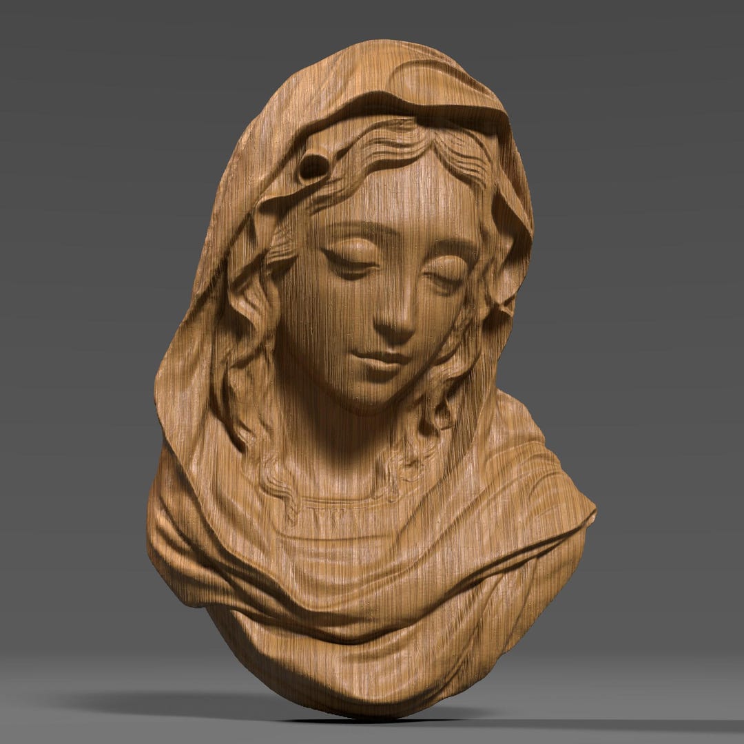 Mother Mary STL File: 3D Relief Model, CNC Carving (digital Download ...