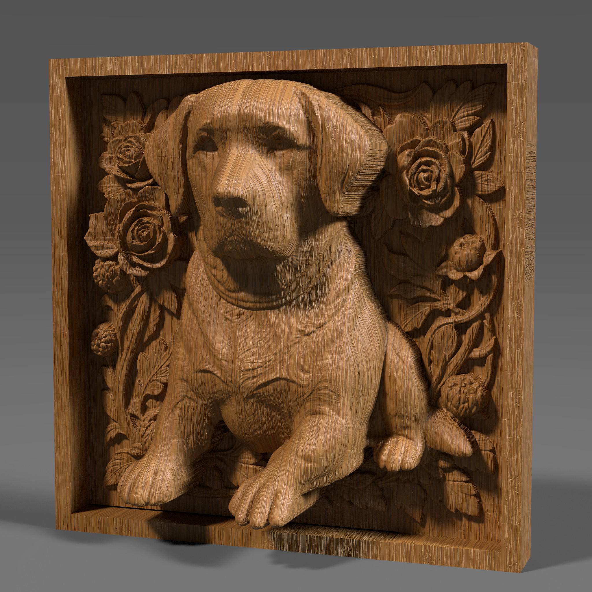 Labrador Retriever Dog 3D STL File | CNC Dog Wood Carving | Digital ...