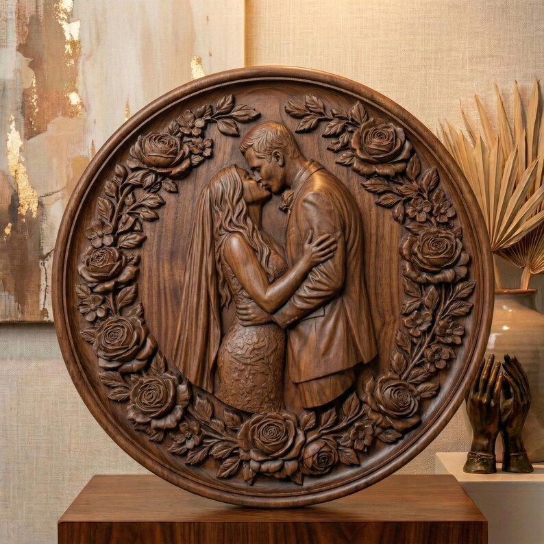 Romantic Couple Kiss 3D Model STL | Wedding & Valentine Wall Art ...