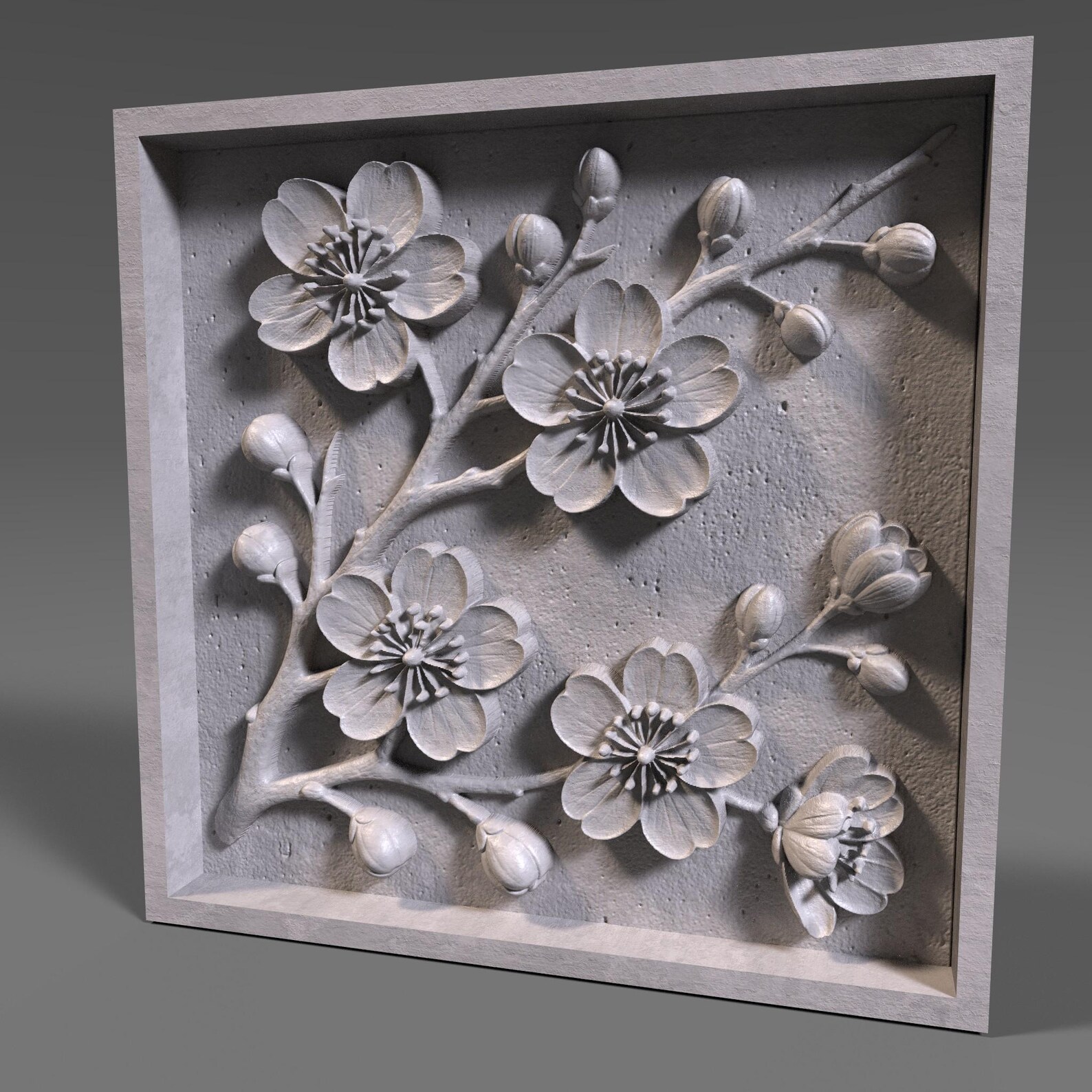 Cherry Blossom 3D STL File: Floral Wood Carving Panel (digital Download ...