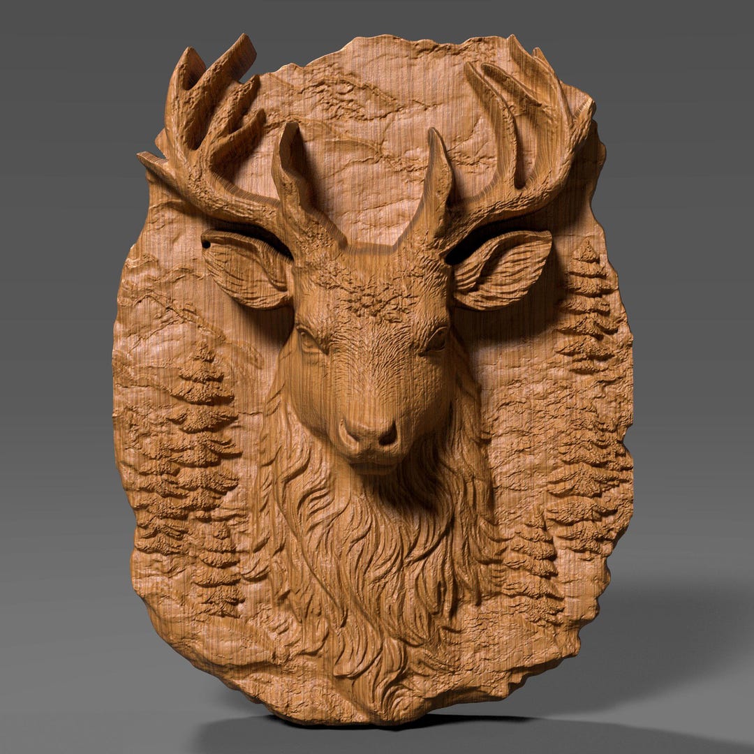 Christmas Reindeer 3D Wood Carving | Festive Bas Relief Wall Art ...