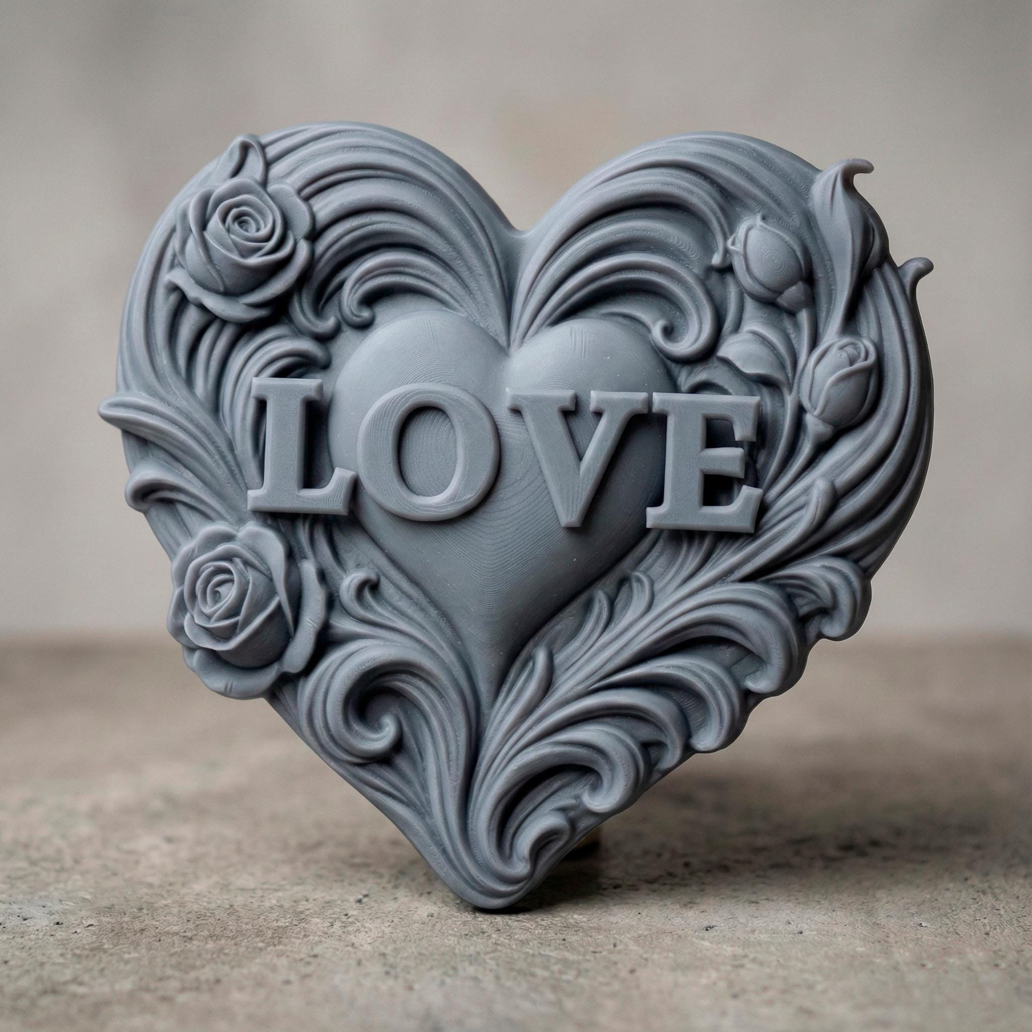 Valentines Day Decor | LOVE Heart | 3D Bas Relief STL | CNC Wall Art ...