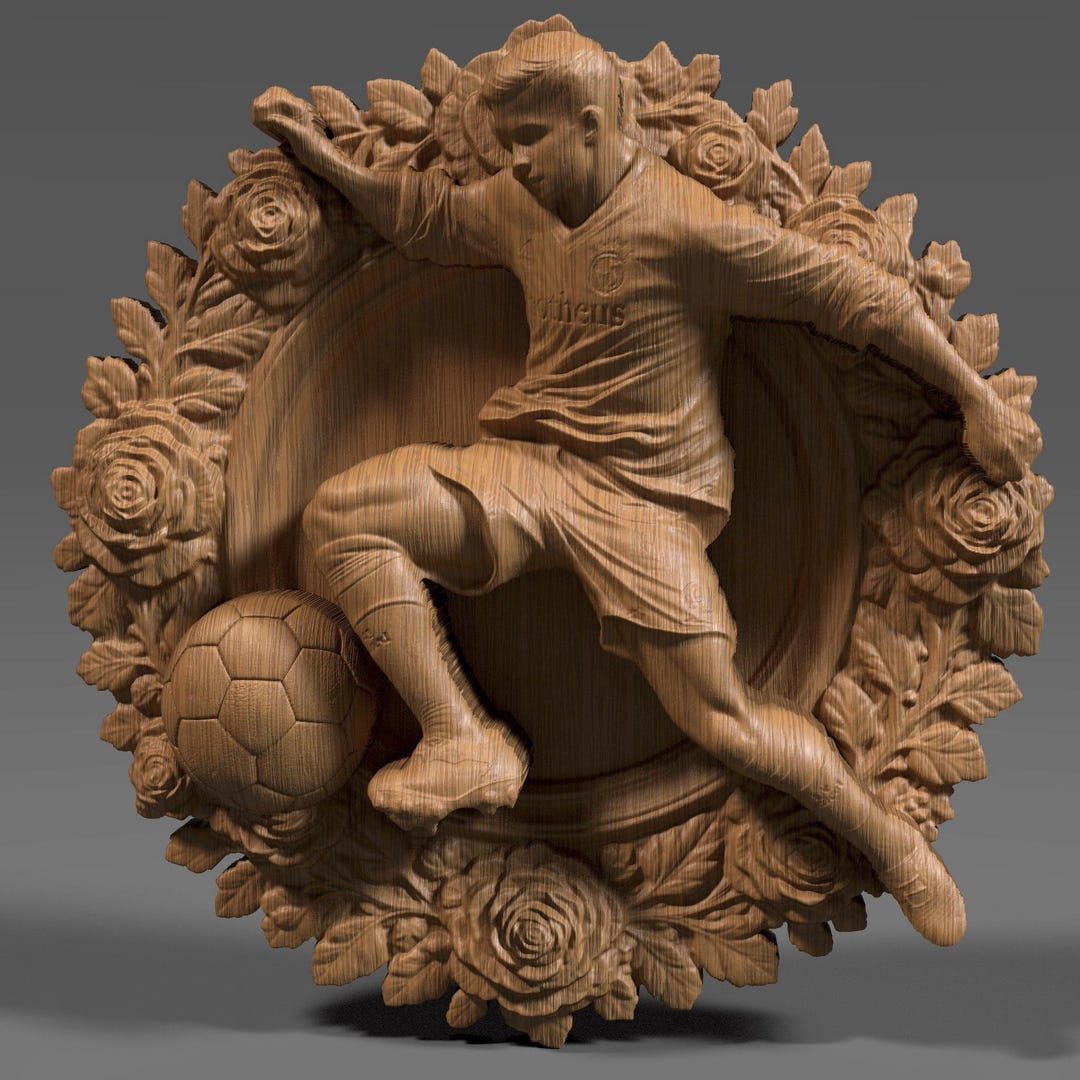 Soccer Player 3D STL File | Football Bas Relief Wall Art | CNC Wood ...