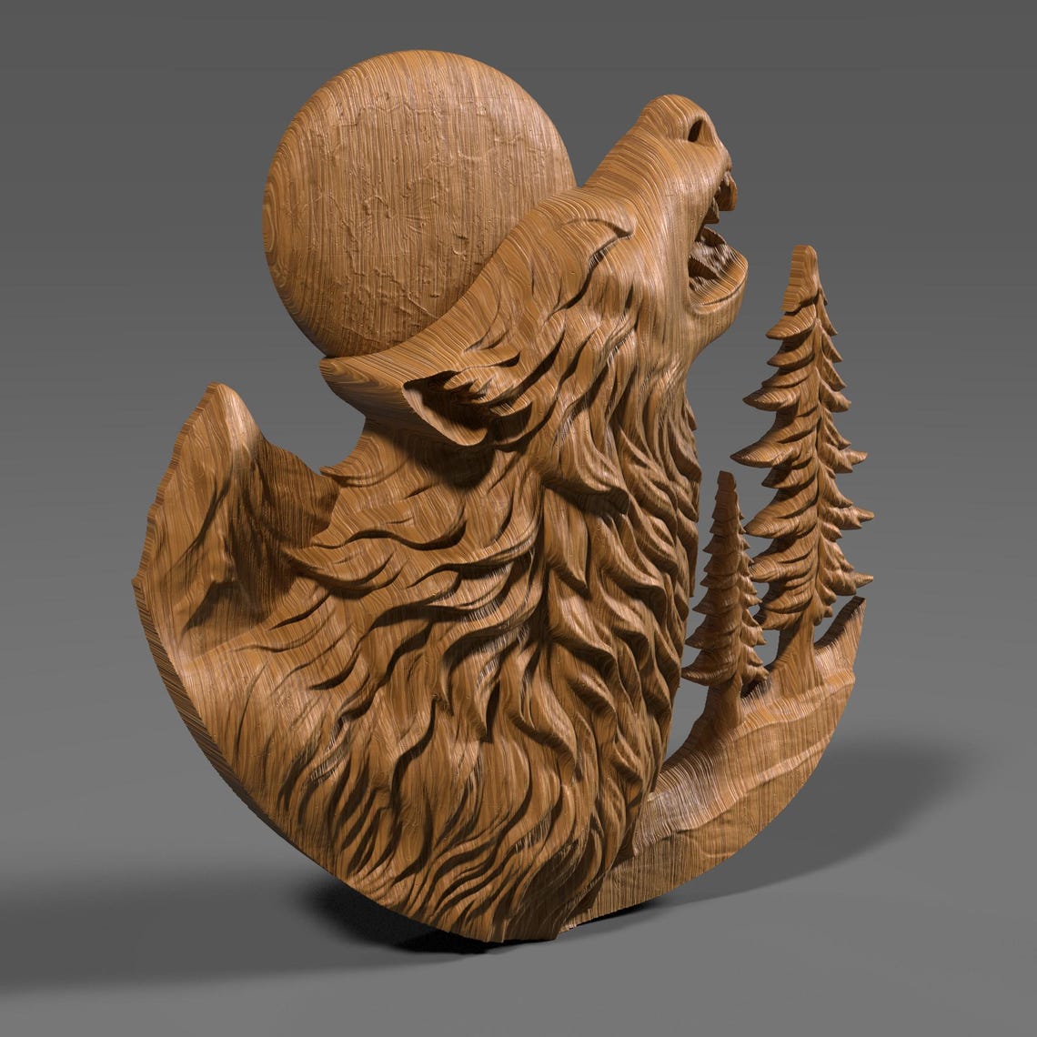 Howling Wolf 3D Relief STL File: CNC Wood Carving, Laser Engraving ...