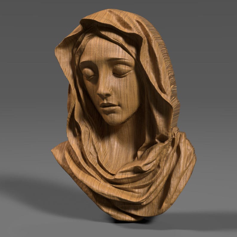 Mother Mary STL File | CNC Wood Carving | 3D Printing | Digital ...