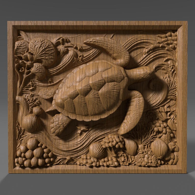 Sea Turtle 3D STL File | CNC Wood Carving | 3D Printing | Digital ...