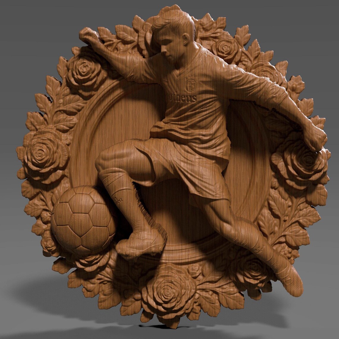 Soccer Player 3D Relief: CNC Wood Carving STL File (digital Download ...