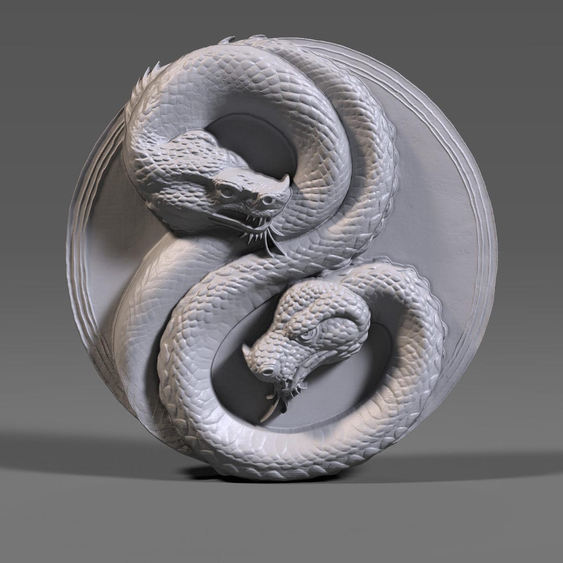 Year of the Snake Yin Yang Bas Relief: CNC, Laser, 3D Print (digital ...