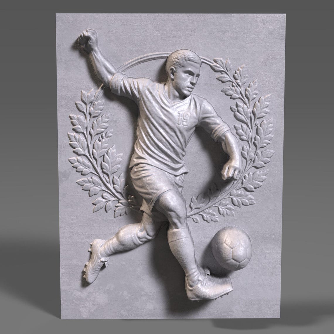 Soccer Player Bas Relief 3D STL File: CNC Wood Carving (digital ...