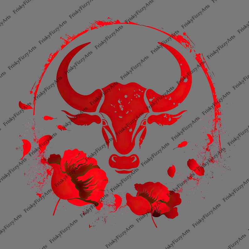 Taurus Zodiac Art 4k PNG, Astrology Poppy Flower Print, Horoscope ...