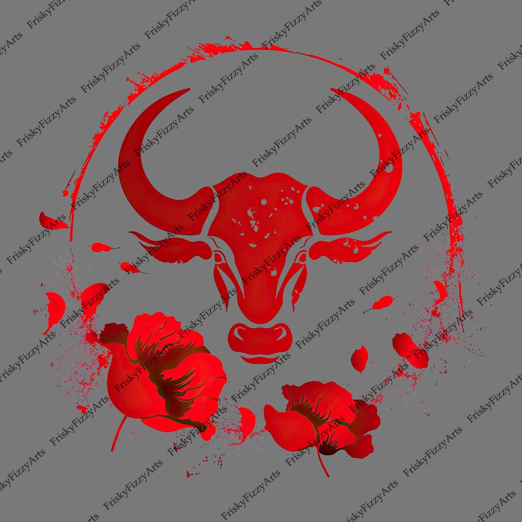 Taurus Zodiac Art 4k PNG, Astrology Poppy Flower Print, Horoscope ...