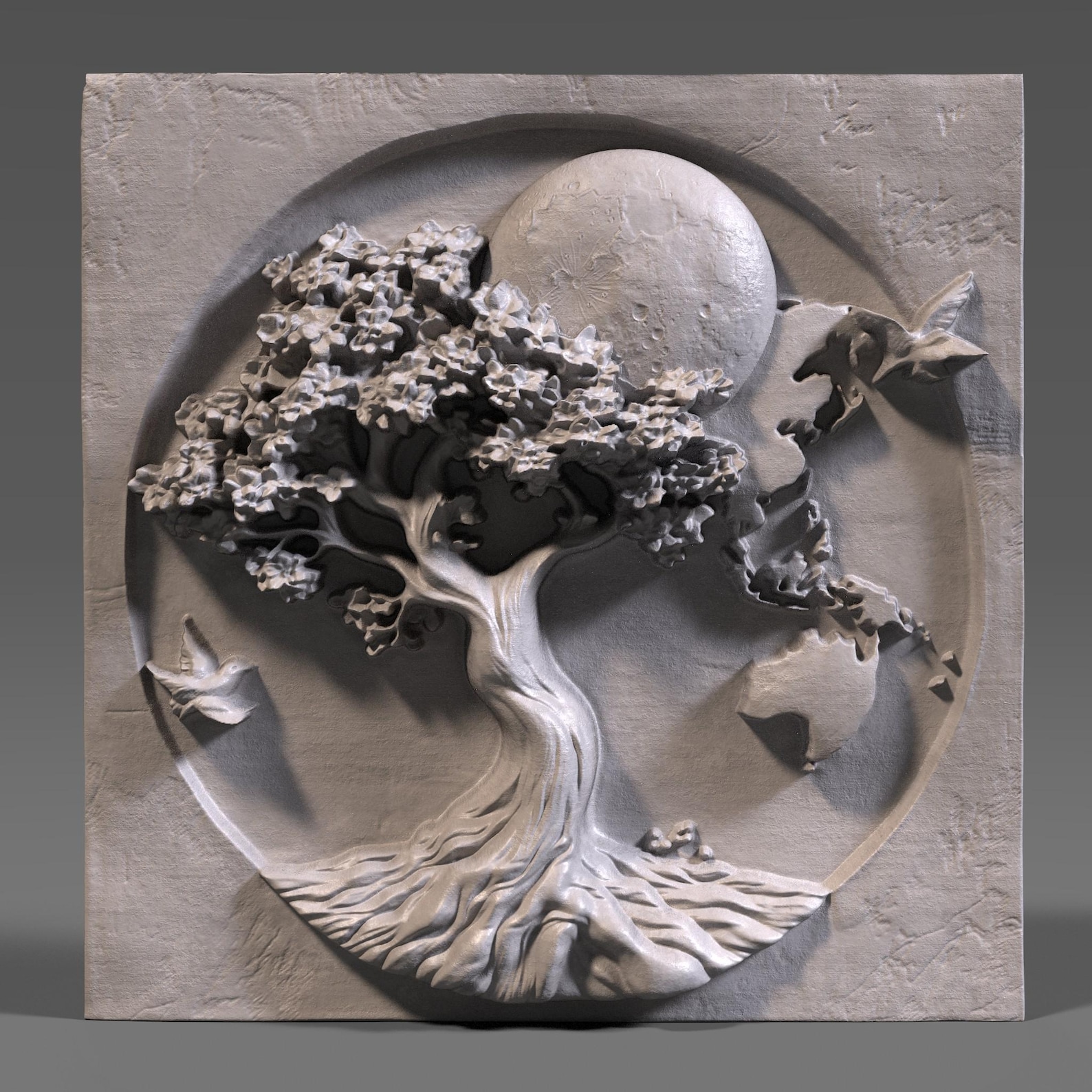 Earth Day Tree of Life 3D Relief Model: CNC Carving STL (digital ...