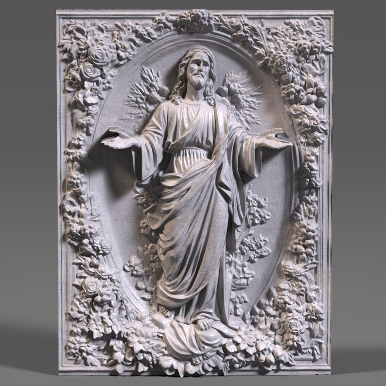 Jesus Christ 3D Relief Model: CNC Carving, Laser Engraving (digital ...